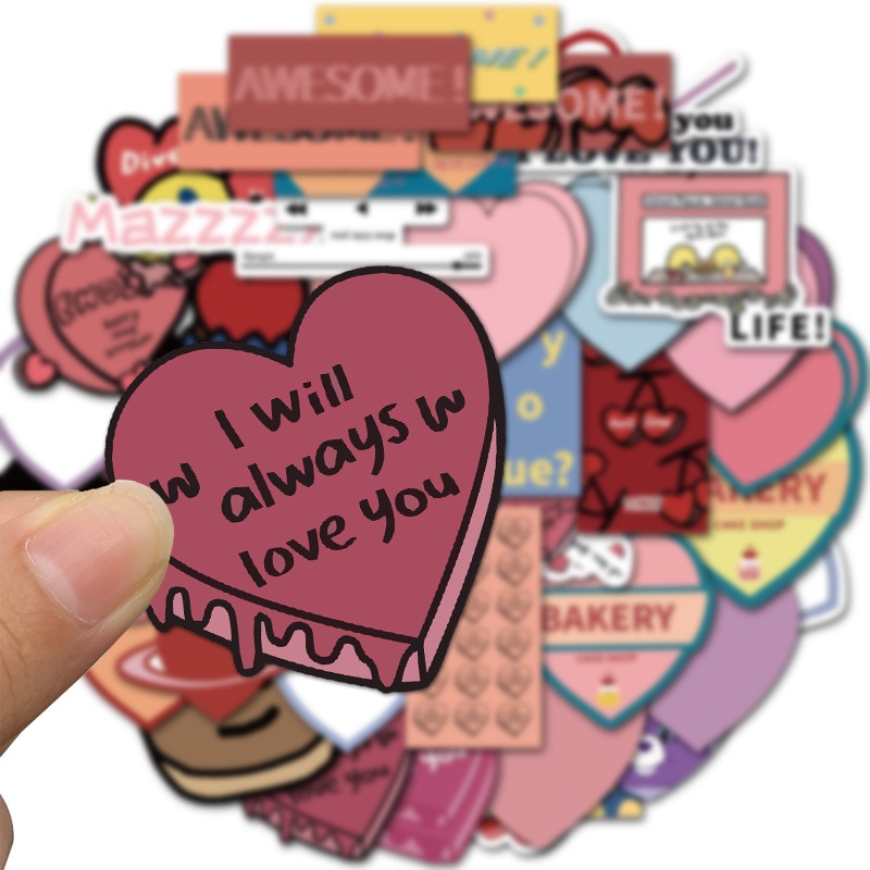 10/30/50PCS geometric letter progress bar pink lov... – Grandado