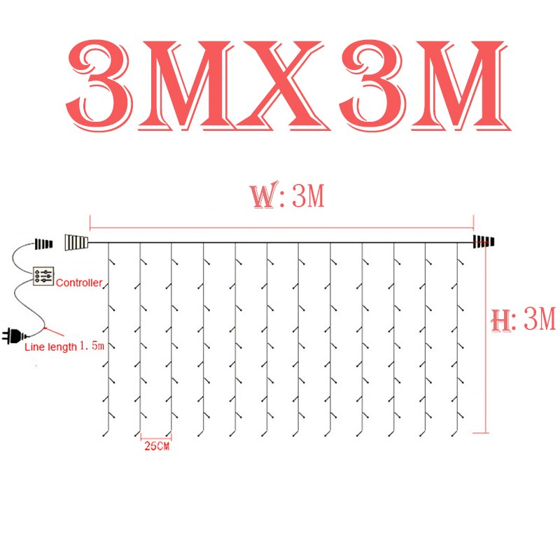 2x2/3x1/3x2/3x3m connectable led icicle curtain fa... – Grandado