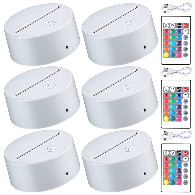 6 Pieces 3D Night LED Light Lamp Base 16 Colors Ba... – Vicedeal