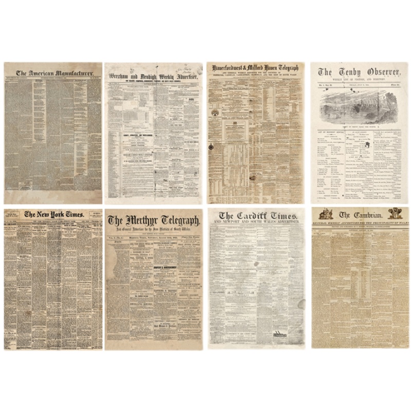 8Sheets Old English Newspaper Backing Material Cra... – Grandado