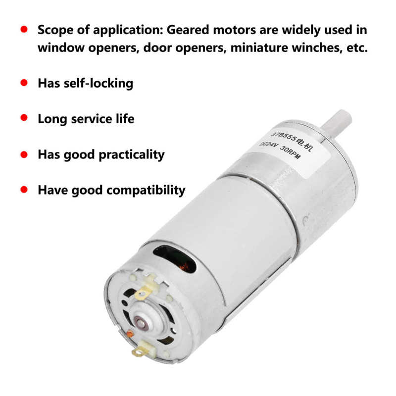 DC Motor Long Lasting Gear Motor Self-Locking Wide... – Grandado