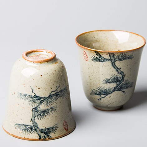 ceramic tea cup hand painted blue and white antiqu... – Grandado