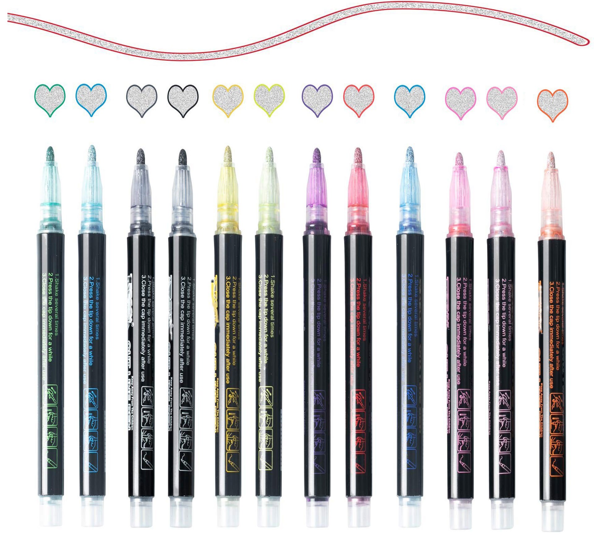 Outline Metallic Markers, Double Line Magic Shimme... – Grandado