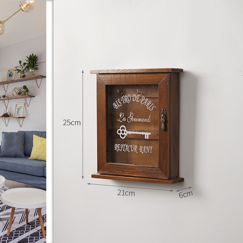 Wooden Key Holder Box with 6 Hooks Wall Mounted Ha... – Vicedeal