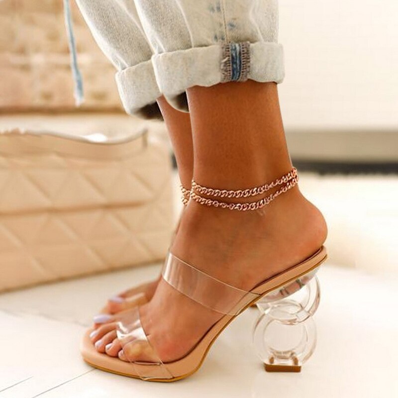 Summer Sandals PVC Crystal Open Toed High Heels Wo... – Grandado