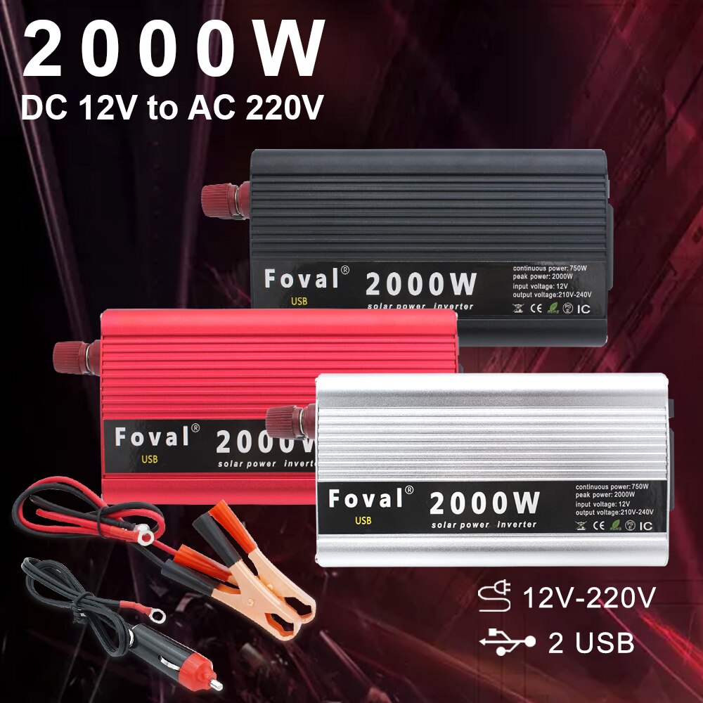 12V To 220V 2000W For Laptop Hybrid Voltage Conver... – Grandado