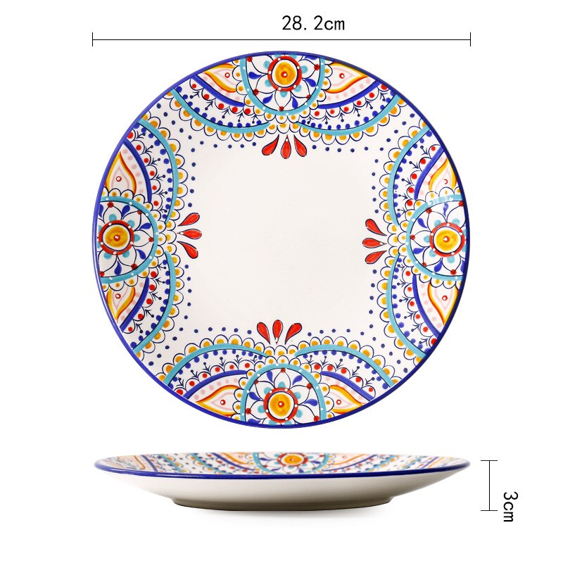 Mediterranean Geometric Pattern Plate Set Bowl Com... – Grandado