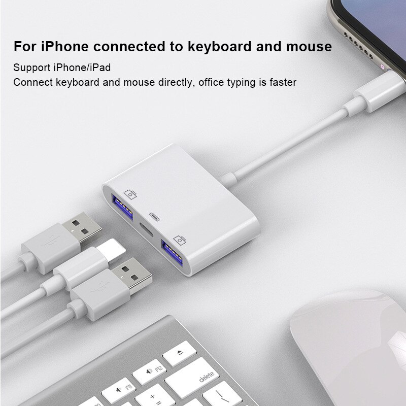 UTHAI For iPhone iPad Dual USB 3.0 Adapter Splitter Support IOS13 ...