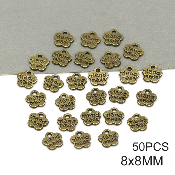 Gold Handmade Label Metal Tags Rectangle Oval Flow... – Grandado