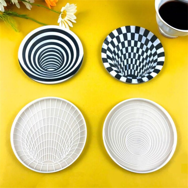 3D DIY Round Geometric Spiral Coaster Silicone Mol... – Grandado