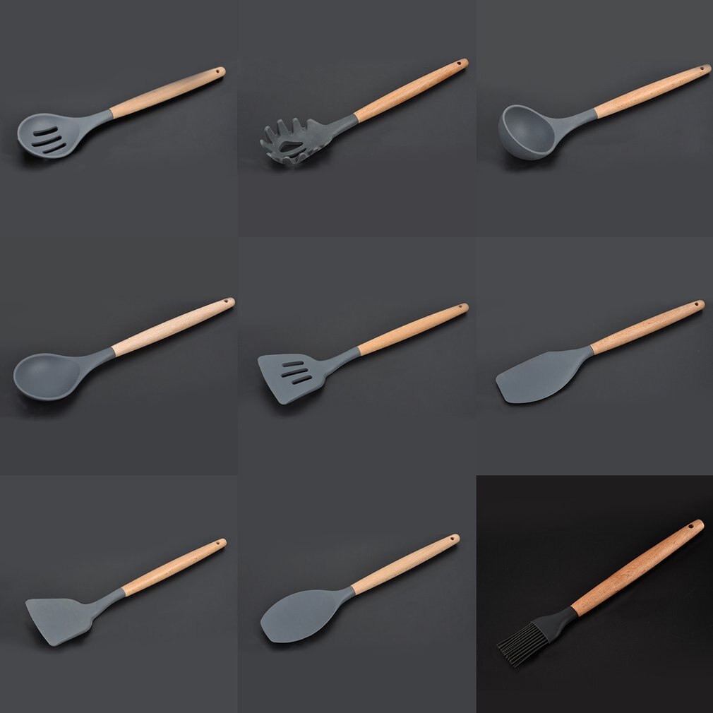 Silicone Wooden Handle Kitchen tool Non-stick Spat... – Grandado