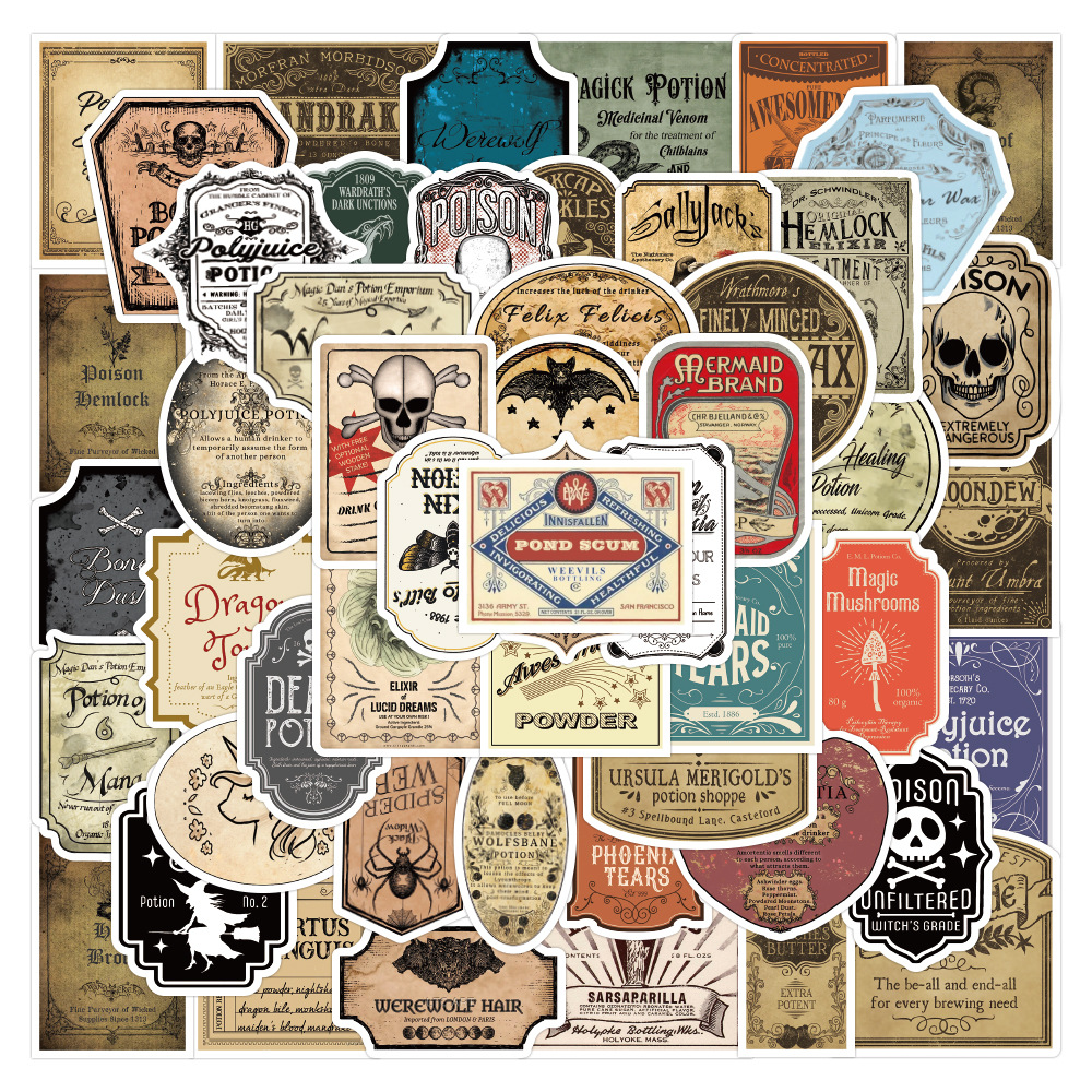 50Pcs Potion Bottle Label Stickers Travel Junk Jou... – Grandado