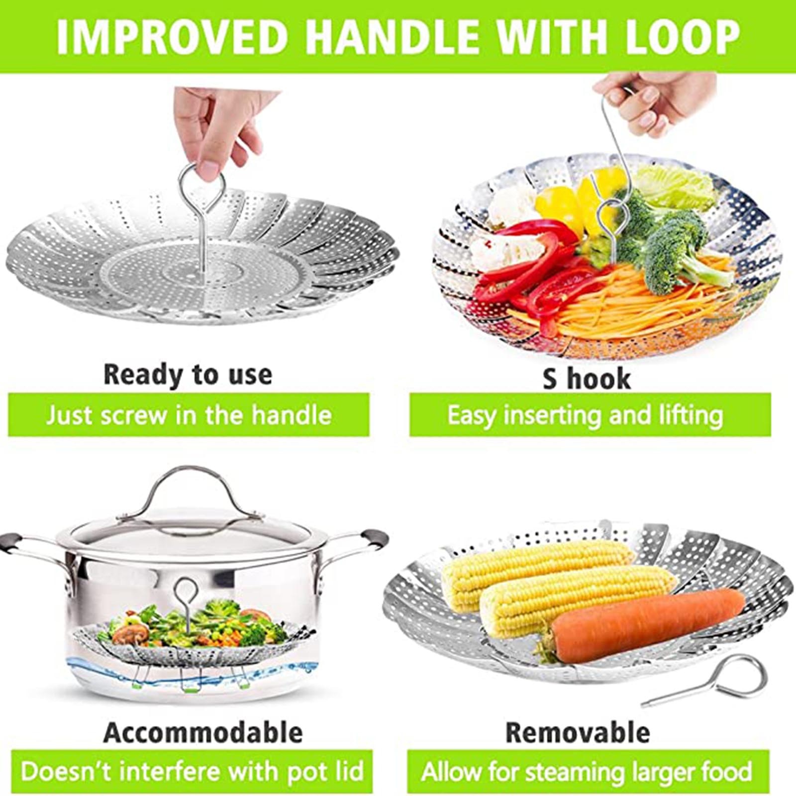 Multifunction Vegetable Steamer Basket Expandable ... – Grandado