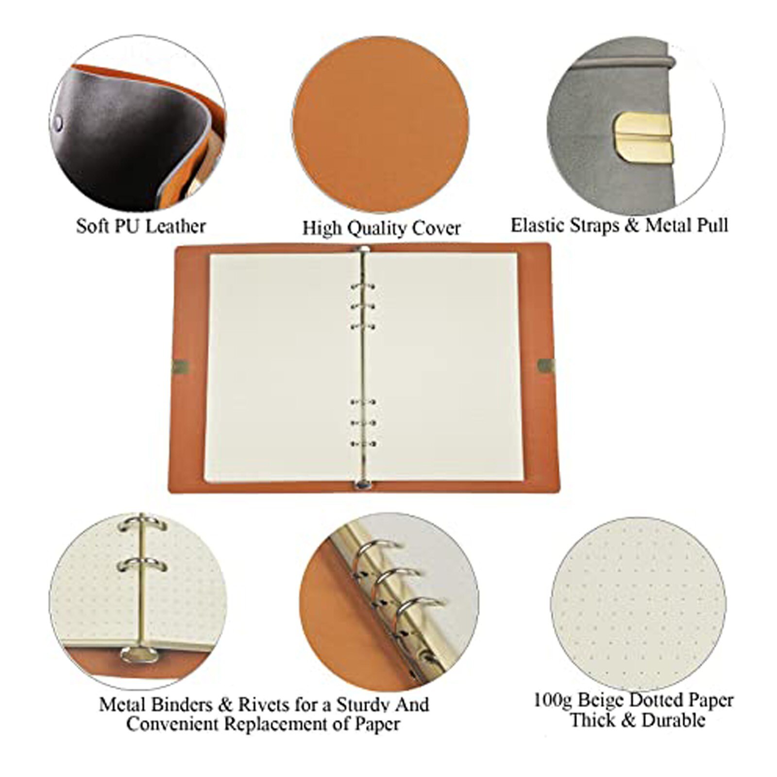 A5 Leather Binder Notebook Diary Notebook Diary Re... – Grandado