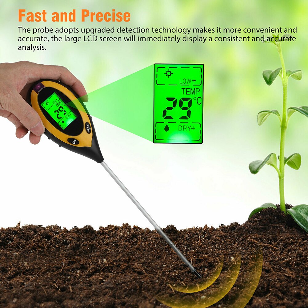 4 in 1 PH Tester Soil Water Moisture LCD Light Tes... – Grandado