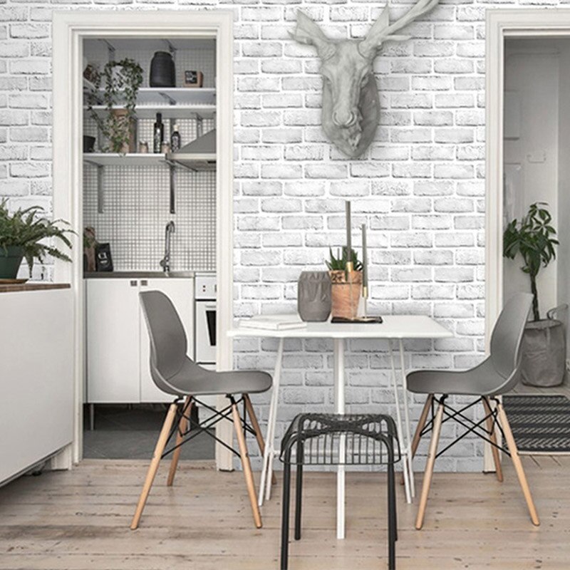 Thick White Brick Pattern Wallpaper Nordic Self-ad... – Vicedeal