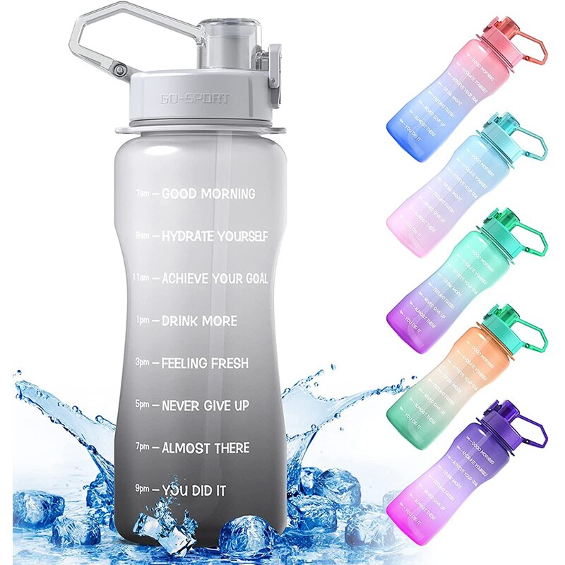 Sport Water Fles Met Stro & Tijd Marker, 64 Oz... – Grandado