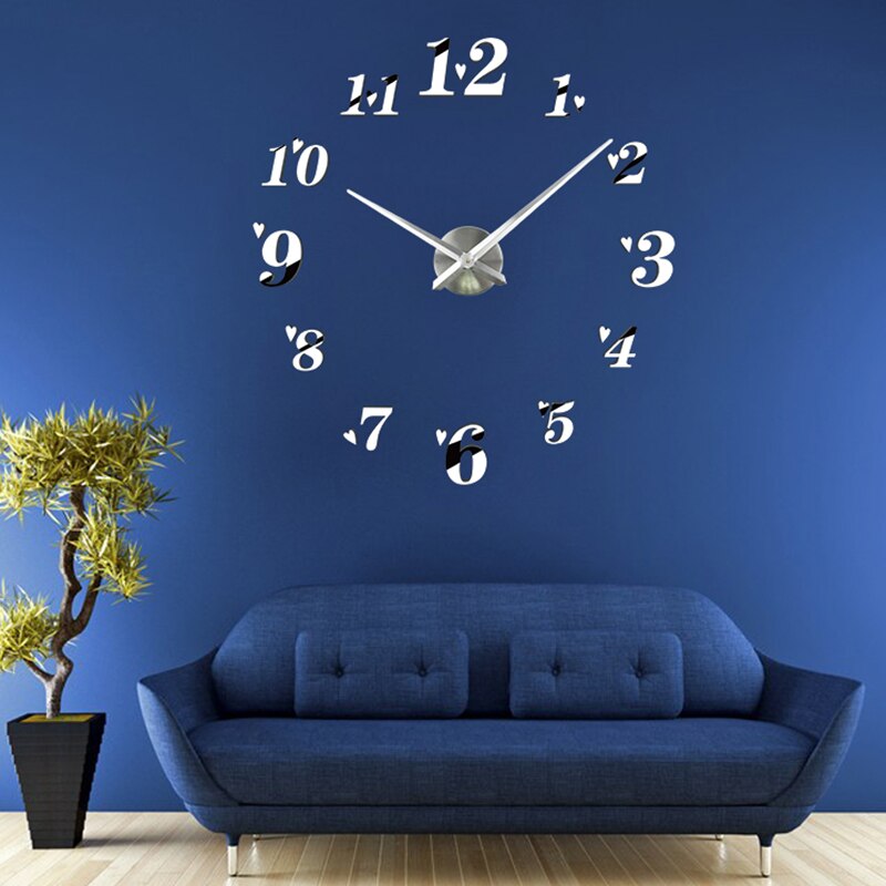 living room wall clock 3d clocks acrylic mirror bi... – Grandado