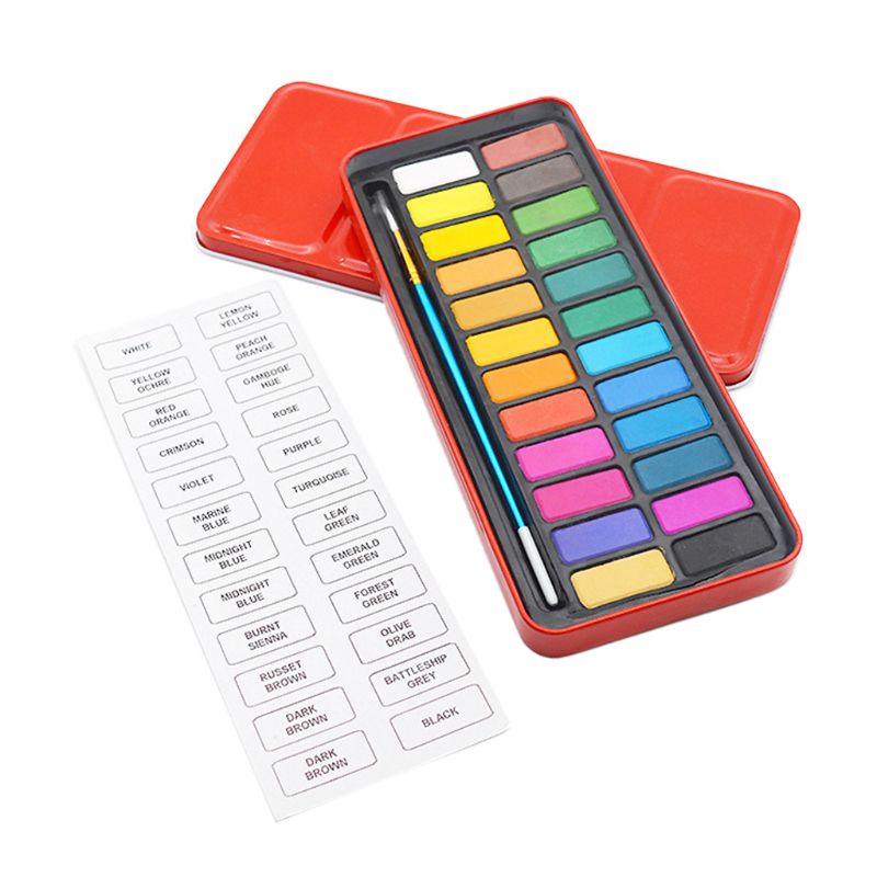 24 Colors Pigment Solid Paint Set Watercolor Palet... – Grandado
