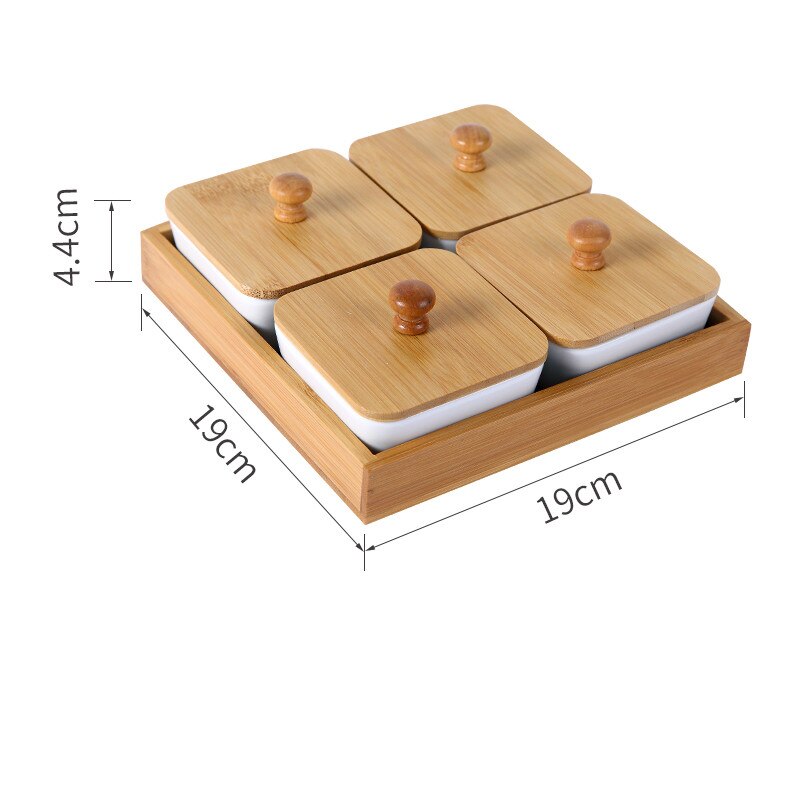 Ceramic gridded sauce snacks gridded bamboo nut pl... – Grandado