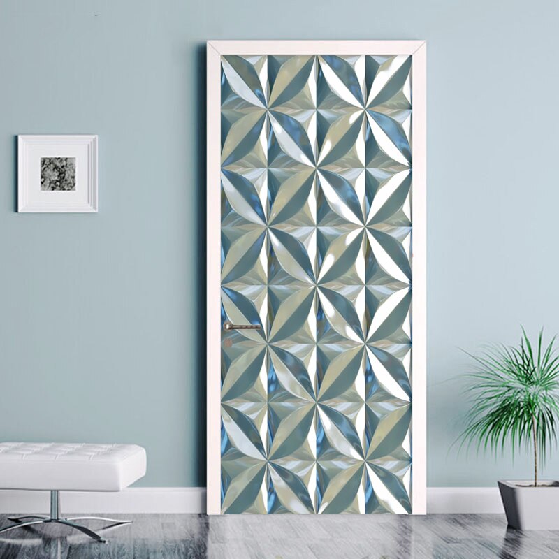 PVC Self-Adhesive Door Sticker 3D Stereo Blue Crys... – Vicedeal