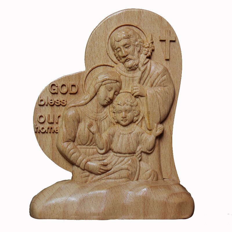 Our Lady Jesus statue Pure solid wood carving Chur... – Grandado