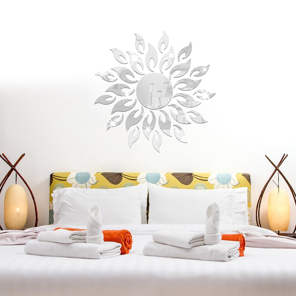 DIY 3D Wall Sticker Sun Shape Acrylic Mirror Stick... – Grandado