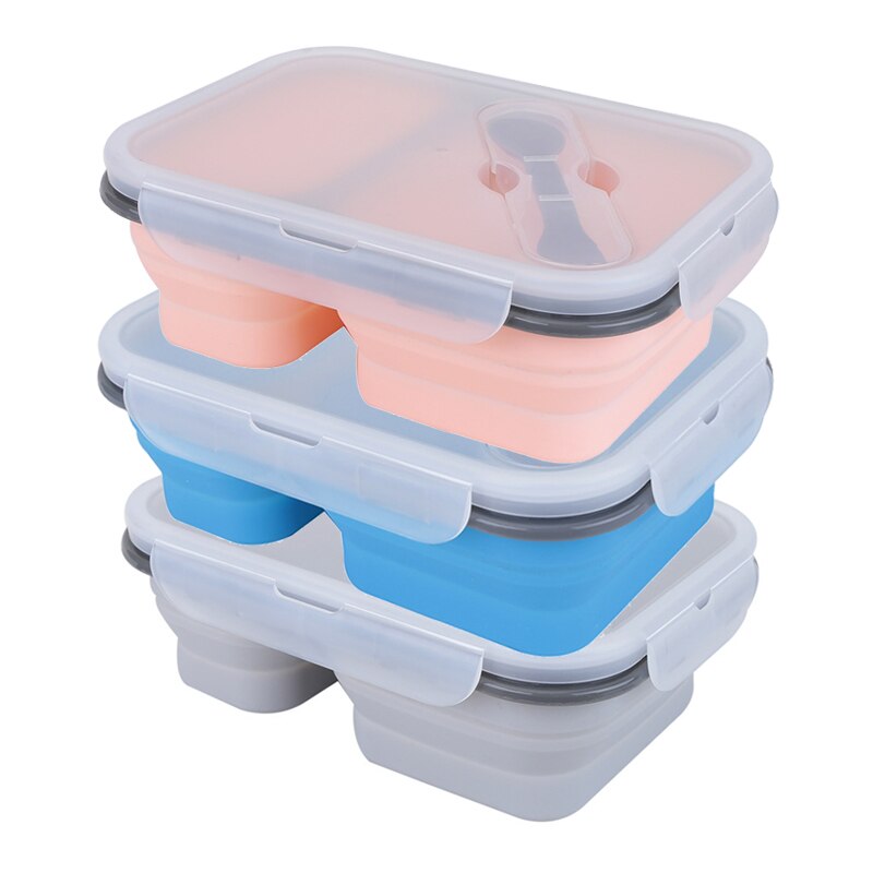 Silicone folding lunch box divided into two grid l... – Grandado