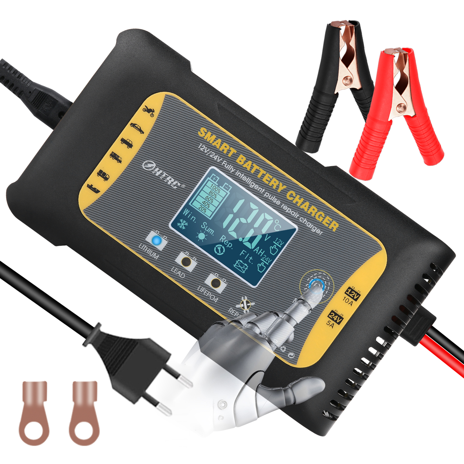 Htrc 10A Lifepo4 Battery Charger 12V/24V 7-Stage P... – Grandado