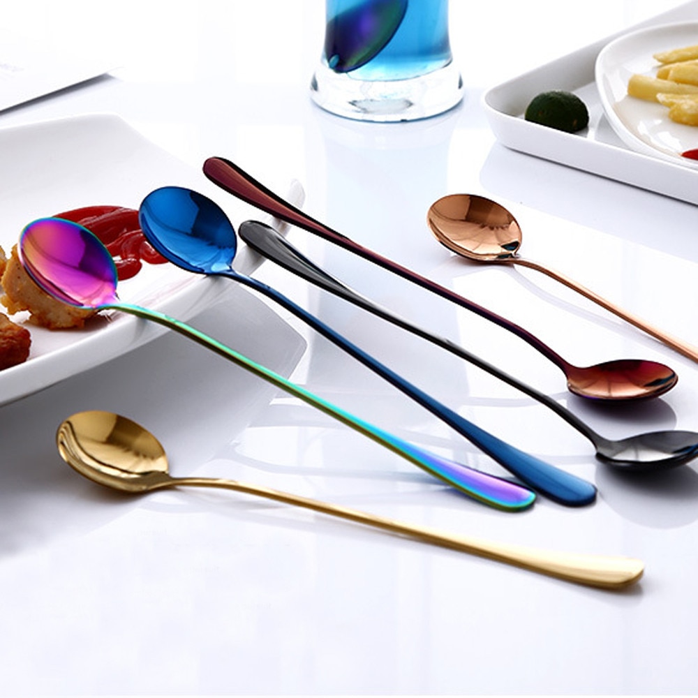 7 color Colorful Stainless Steel Spoon Long Handle... – Vicedeal