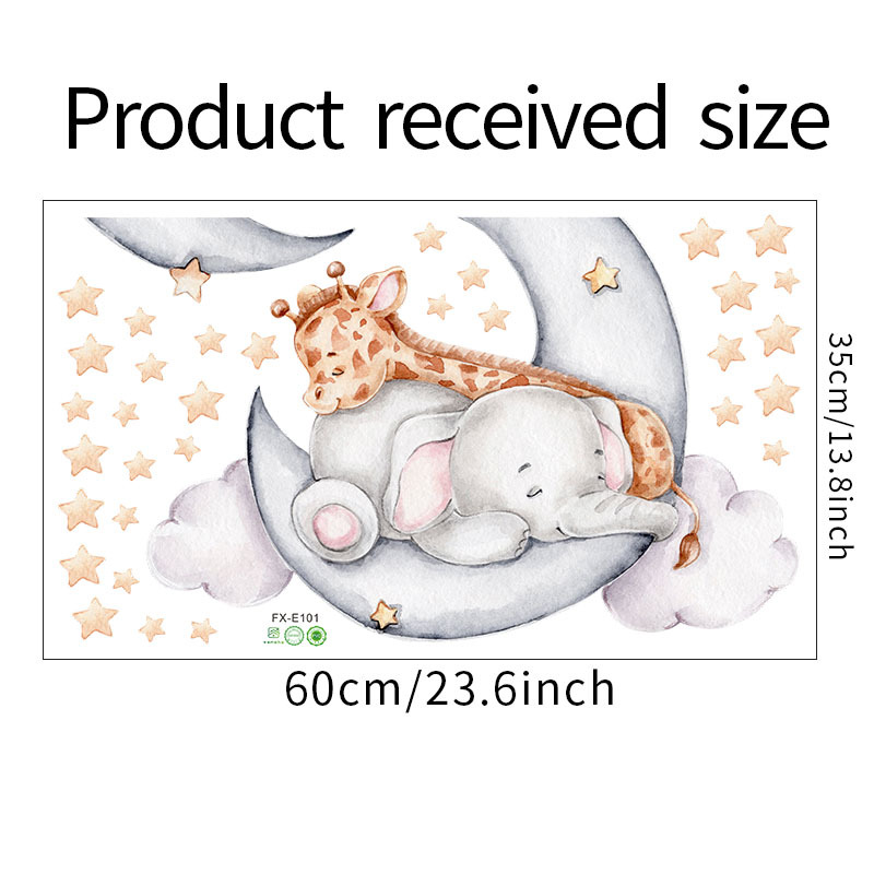 Cartoon Elephant Giraffe Sleeping Wall Stickers Mo... – Vicedeal