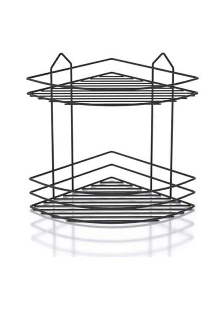 Leaf 2 Layer Lamalı Bathroom Corner Rack Matte Bla... – Grandado