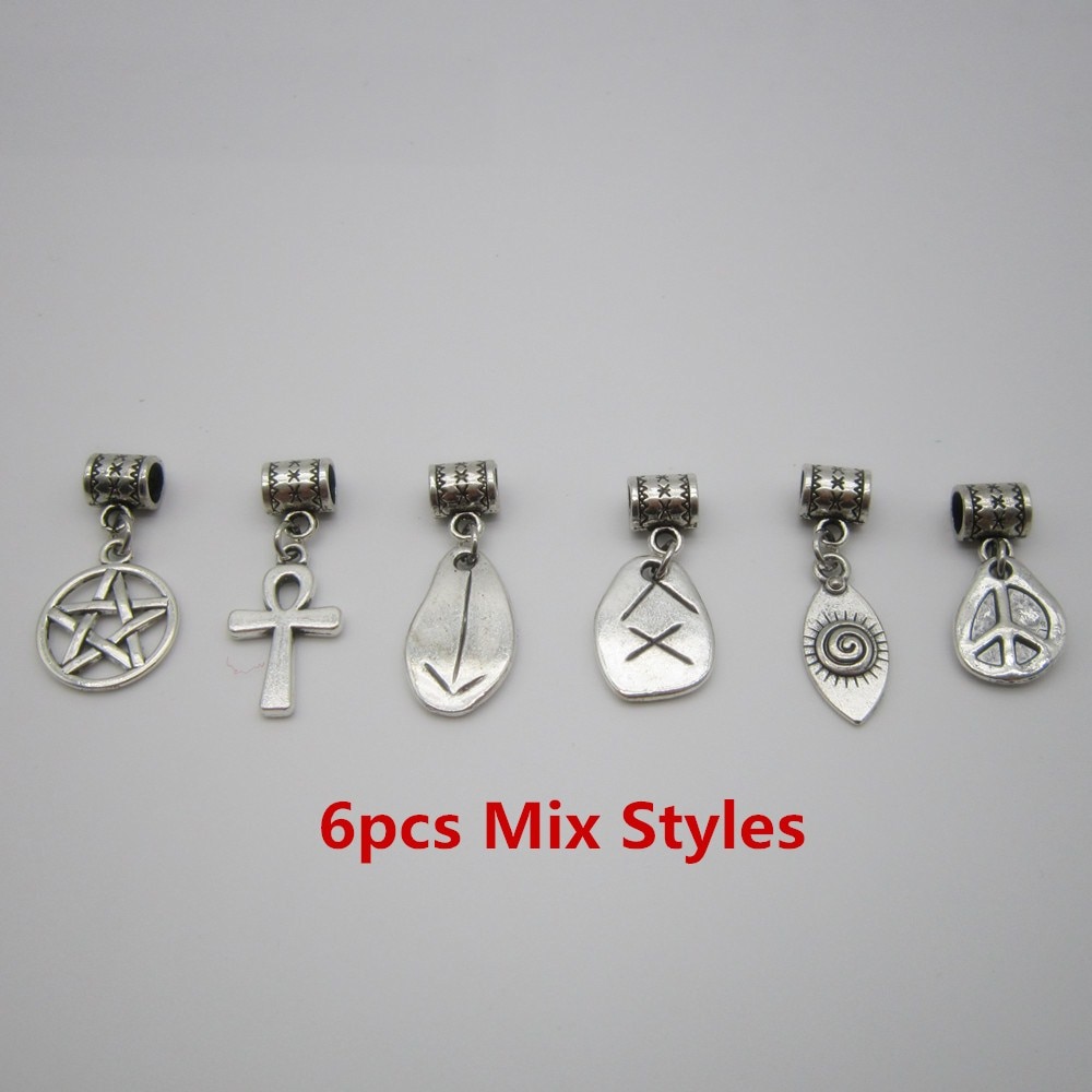 6Pcs/Pack metal Silver different charms hair braid... – Vicedeal
