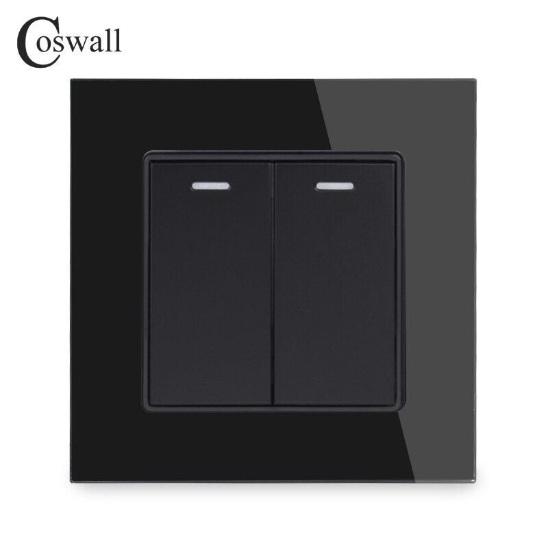 COSWALL Crystal Glass Panel Light Switch 2 Gang 2 ... – Vicedeal