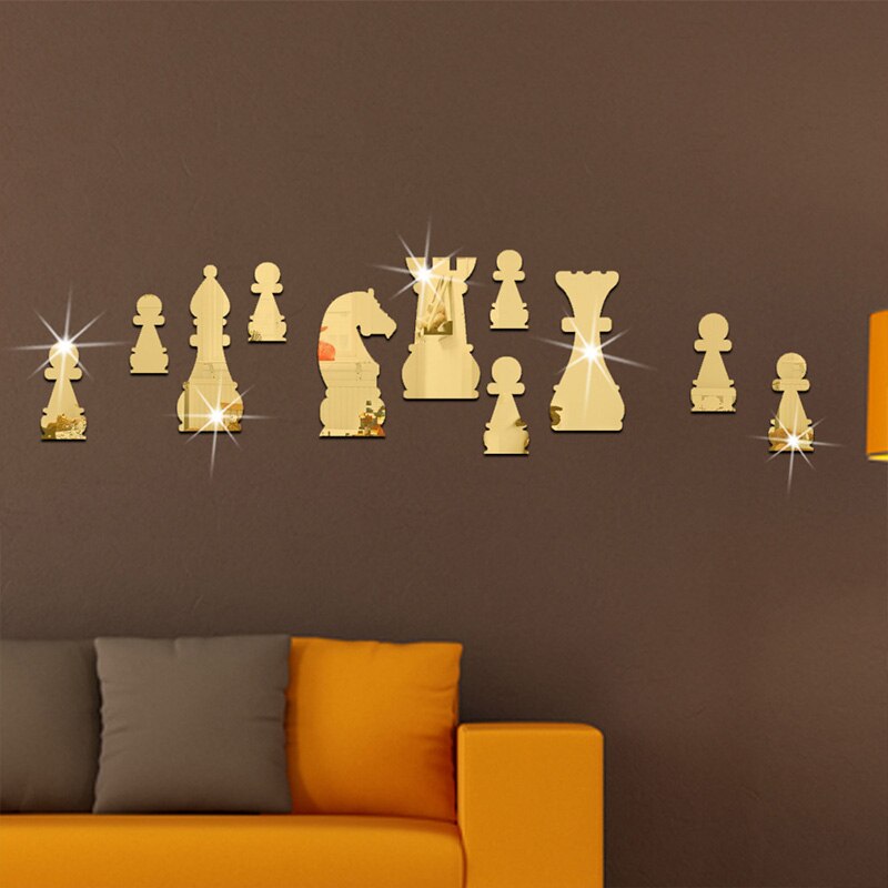 3D Acrylic Mirror Wall Sticker Chess Wall Sticker ... – Grandado