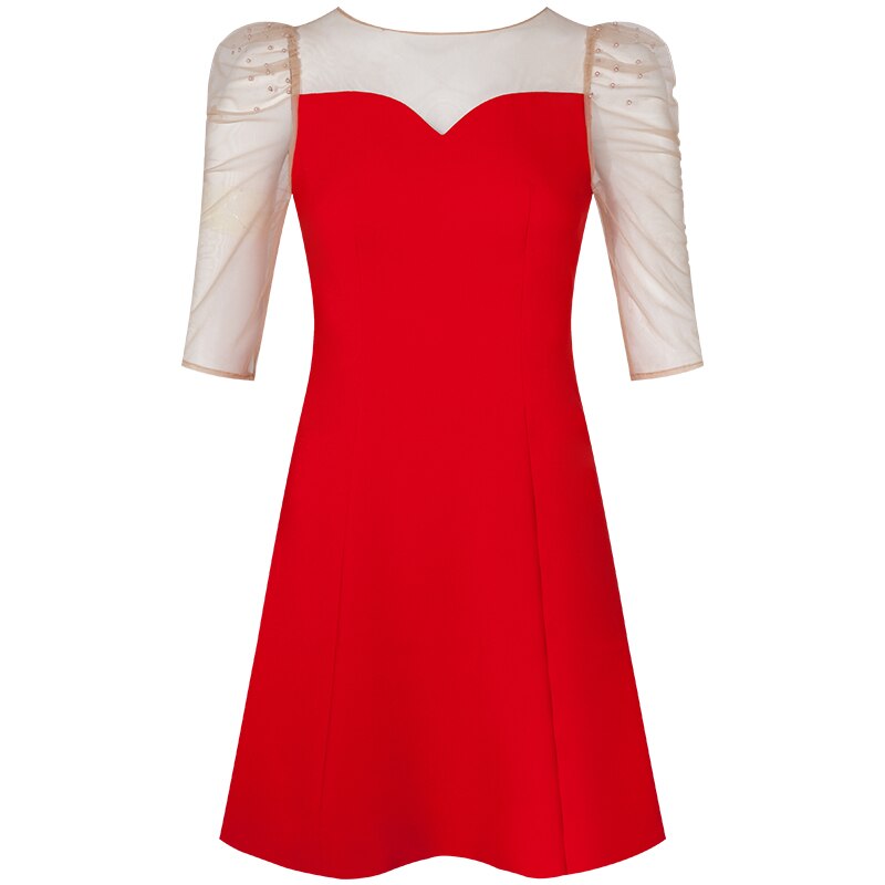YIGELILA Empire Solid Red Dress O-neck Short Sleev... – Vicedeal