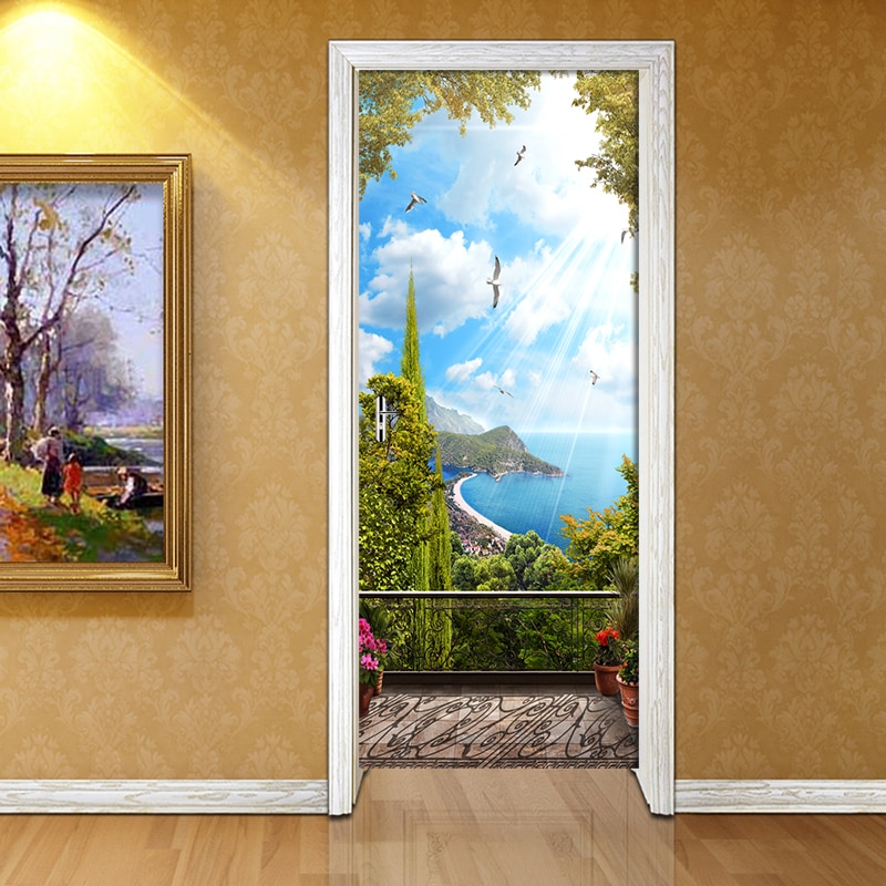 2 Stks/set Tuin Lake View 3D Deur Sticker Muur Sla... – Grandado