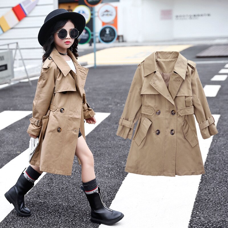 England Autumn Girls Windbreaker Coat Children Lon... – Grandado