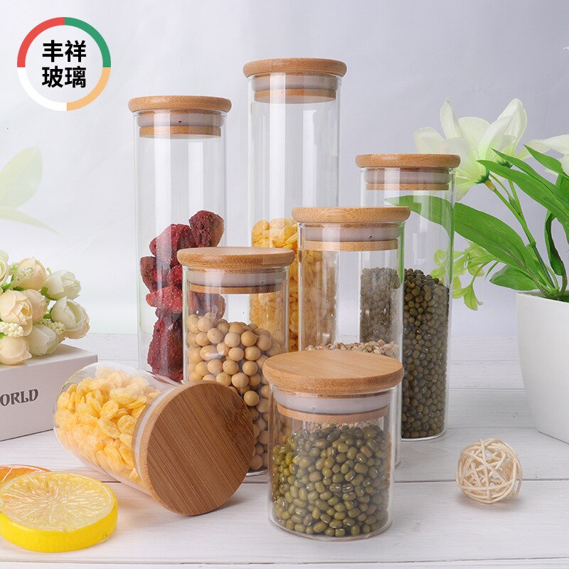 Factory glass tea sealed jar with bamboo lid stora... – Grandado
