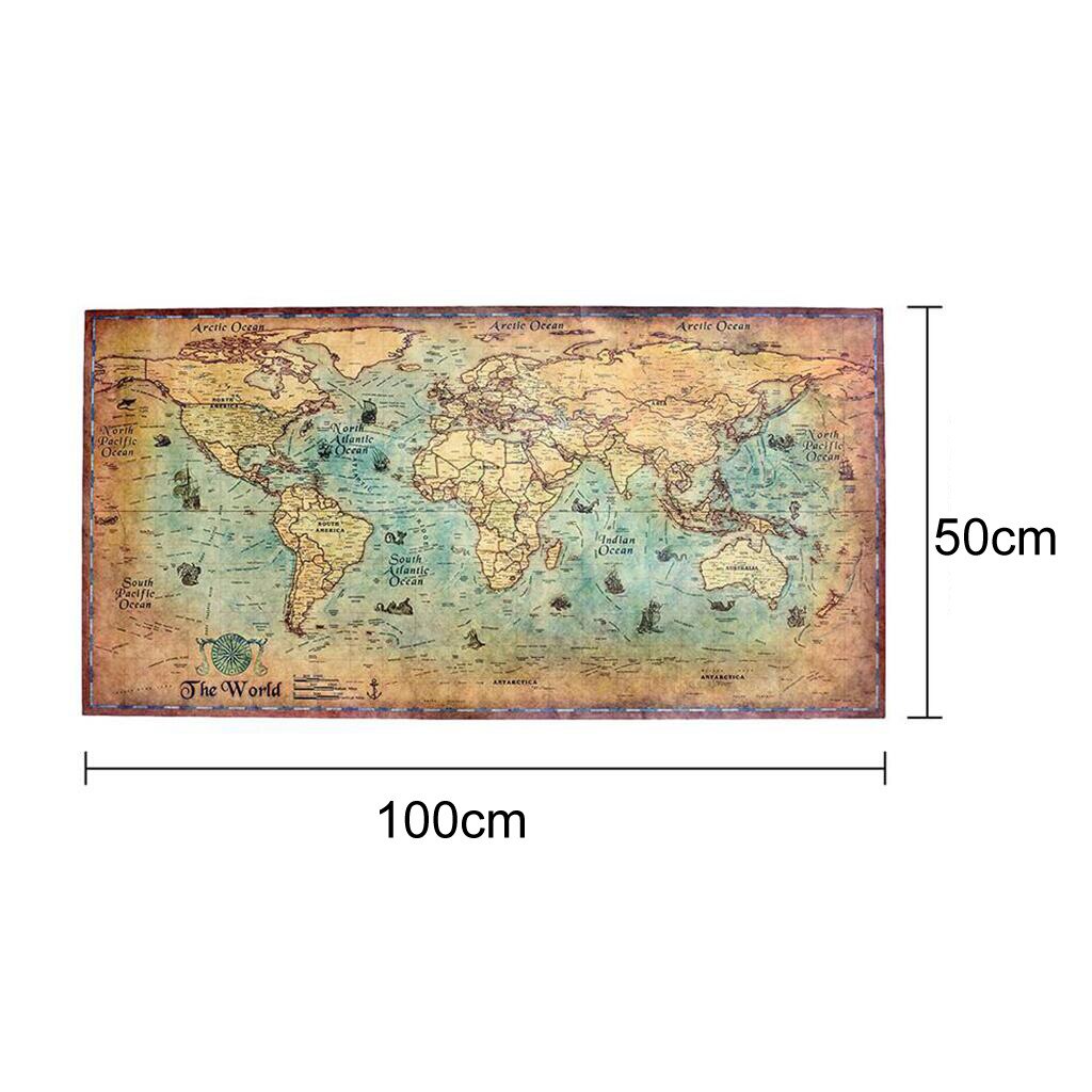 Nautical Ocean Sea world map Retro old Art Paper P... – Grandado