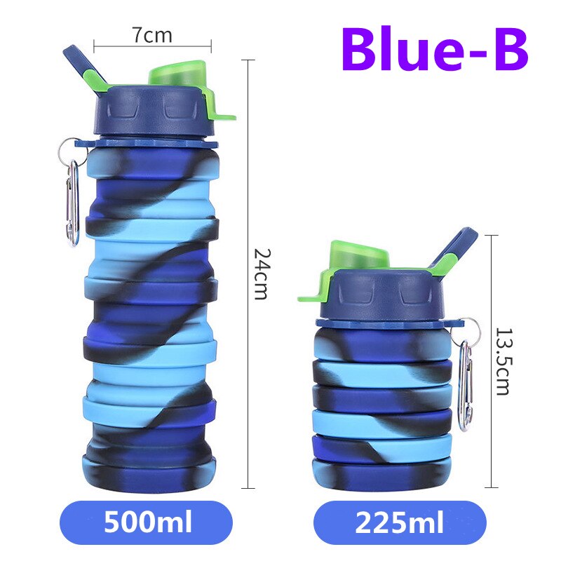 500ml Retractable Silicone Sports Water Bottle Fol... – Grandado