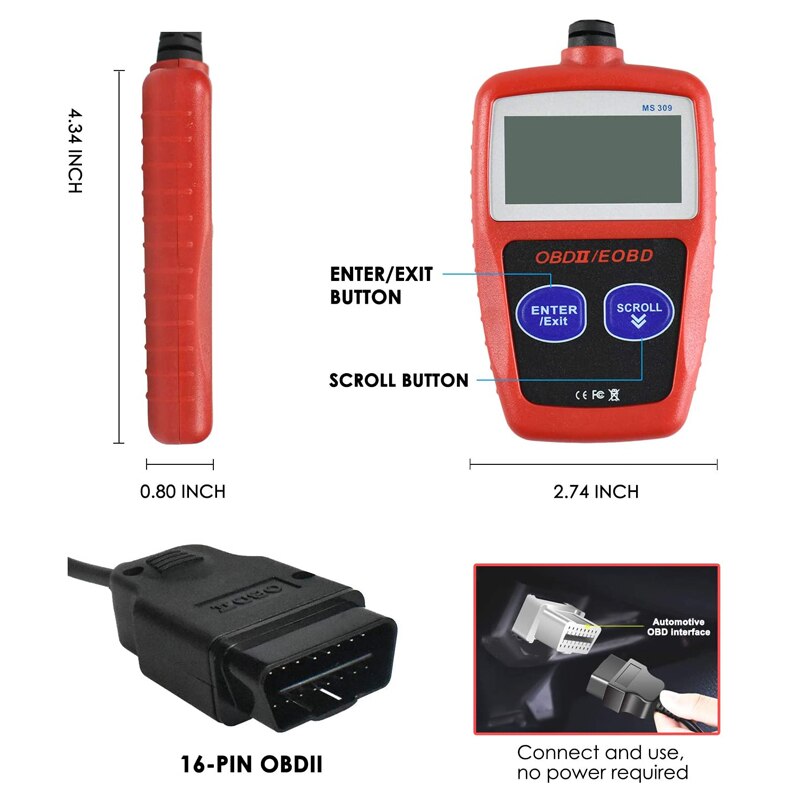 MS309 OBD2 Automotive Scanner Car Fault Code Reade... – Grandado
