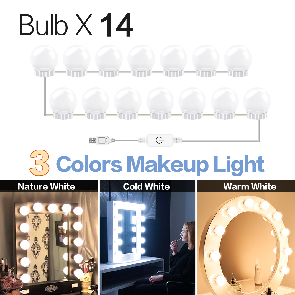 LED Mirror Light 3 Colors Makeup Mirror Bulb 5V Dr... – Vicedeal