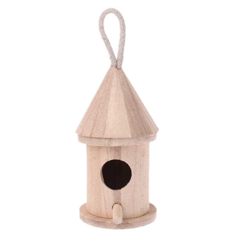 5Pcs Natural Wooden Bird House, Hanging Birdcage,O... – Grandado