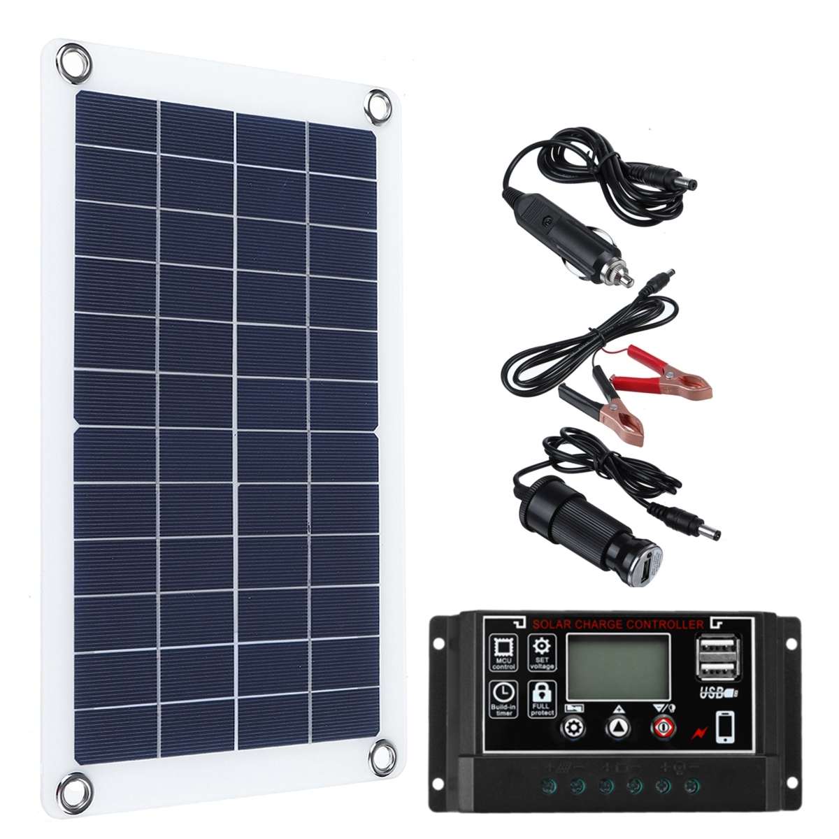 30W 12V Solar Panel Kit 2 USB Port Off Grid Monocr... – Grandado