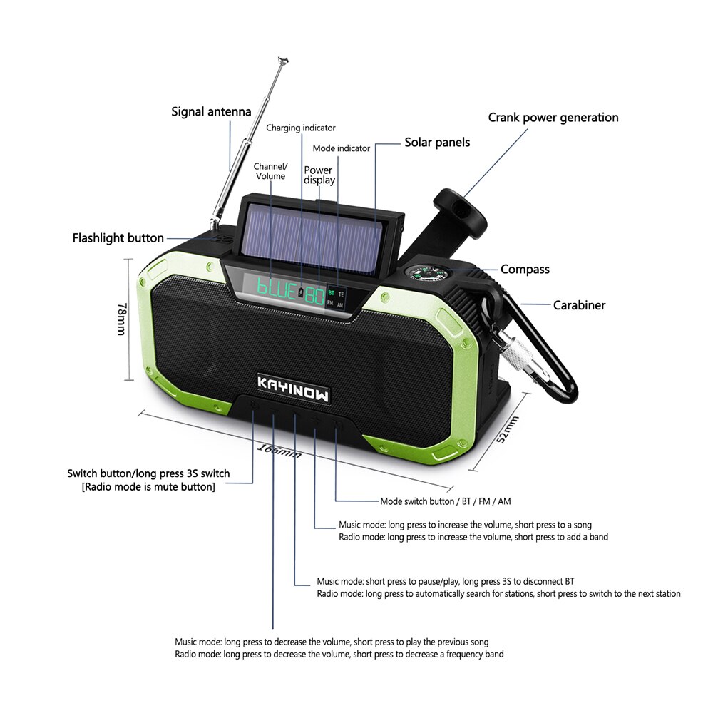 Multifunctional Hand radio Radio Emergency Solar H... – Vicedeal