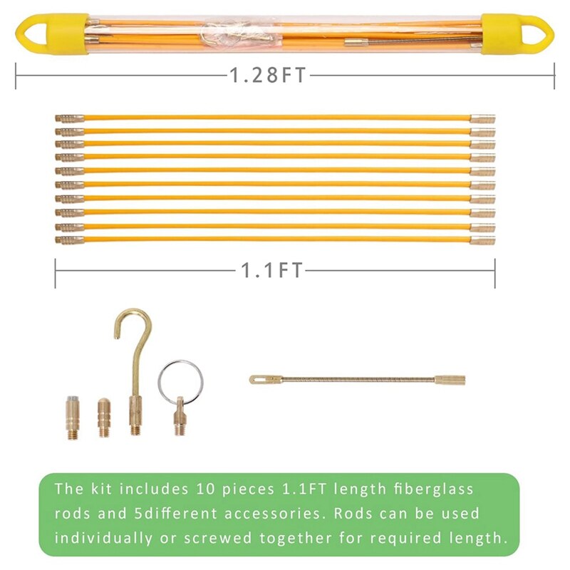 11Ft Cable Rod,Fiberglass Fish Tank Kit Connectabl... – Grandado