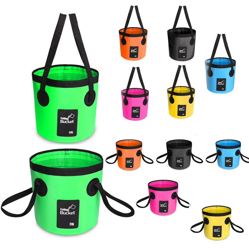 Folding Bucket Outdoor Fishing Bucket, Black 20L – Vicedeal