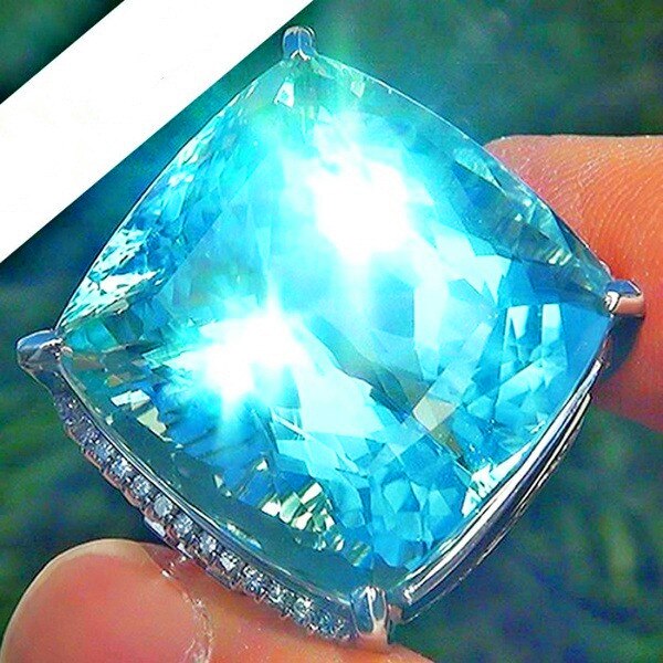 Luxury Female Big Blue Zircon Stone Ring Silver Co... – Vicedeal