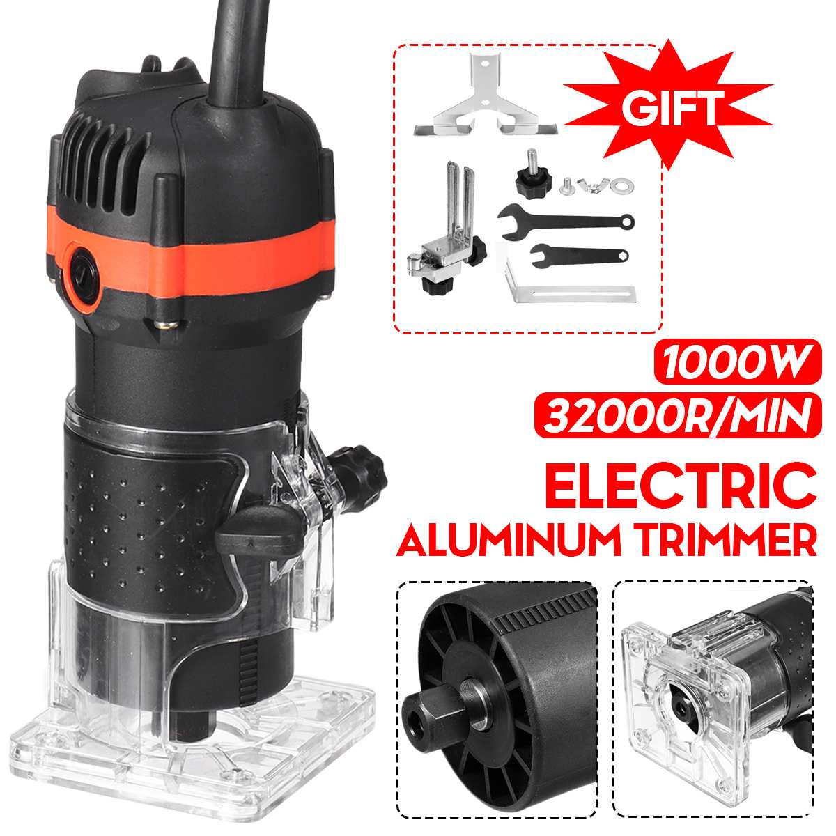 32000r/min 1000W Woodworking Electric Trimmer Wood... – Vicedeal